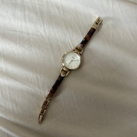 Fossil | Accessories | Fossil Gold And Tortoiseshell Wristwatch | Poshmark
